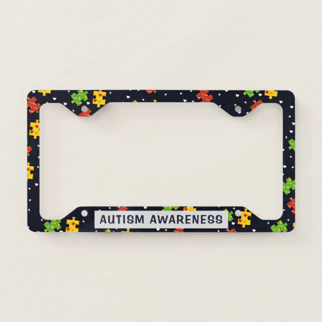Personalized Autism Awareness Puzzles Pattern License Plate Frame | Zazzle