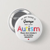 Personalized Autism Awarness | Funny ASD Button | Zazzle