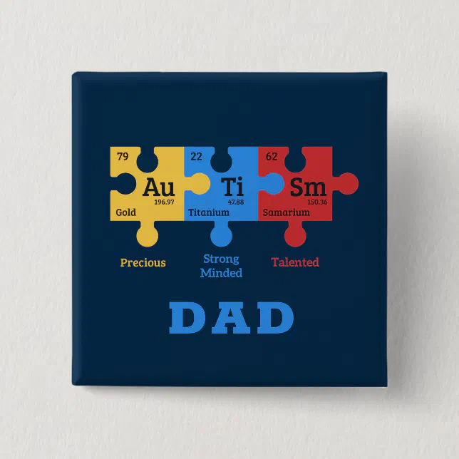Personalized Autism Periodic Table Elements Button | Zazzle