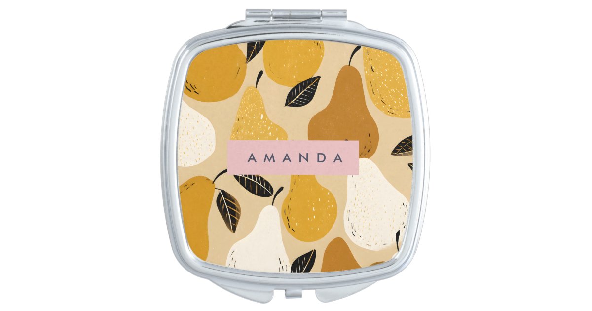Personalized Autumn Pear Fruit Design Compact Mirror | Zazzle