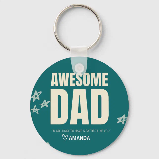 Personalized Awesome Dad Fathers Day keychain | Zazzle