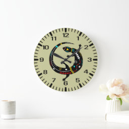 Personalized Aztec Southwest Lizard Design Large Clock | Zazzle