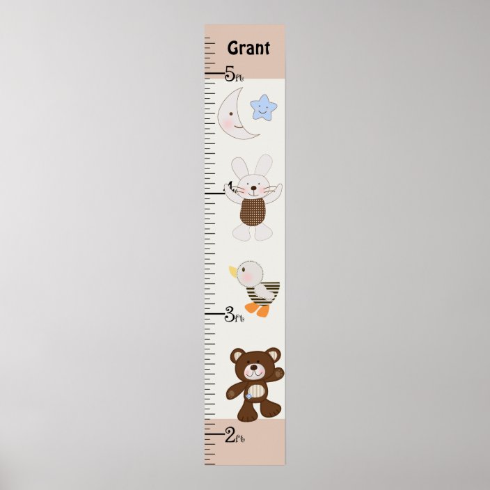 Personalized B is for Bear/Teddy Bear Growth Chart | Zazzle.com
