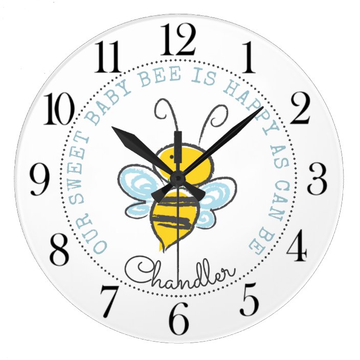 Personalized Baby Bee Nursery Large Clock | Zazzle.com
