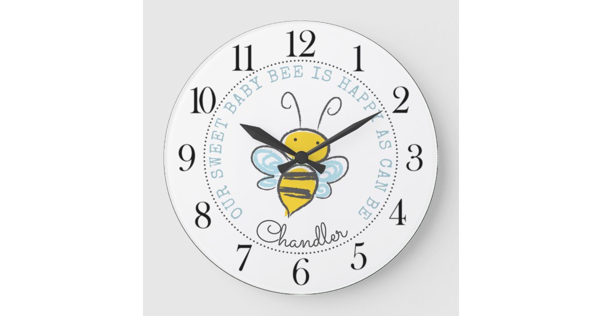 Personalized Baby Bee Nursery Large Clock | Zazzle