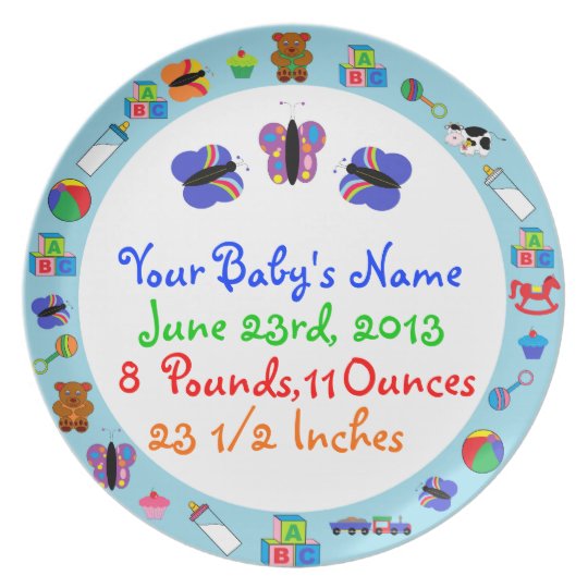 PERSONALIZED Baby Boy Birth Announcement Plate | Zazzle.com