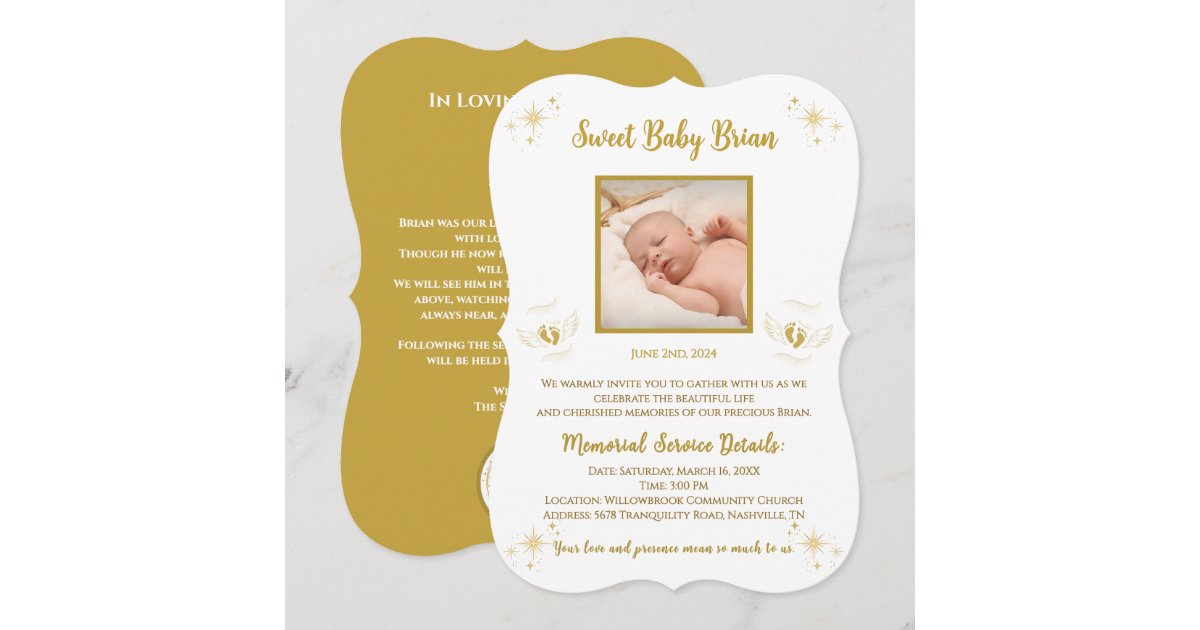 Personalized Baby Boy Memorial Invitations | Zazzle