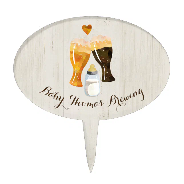 Personalized Baby Brewing Baby Shower Cake Topper | Zazzle
