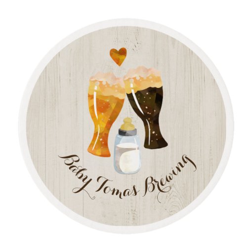 Personalized Baby Brewing Cupcake Topper Edible Frosting Rounds | Zazzle