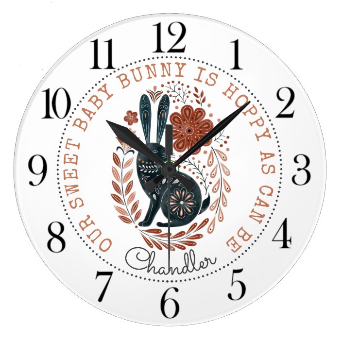 Personalized Baby Bunny Rabbit Nursery Large Clock | Zazzle.com