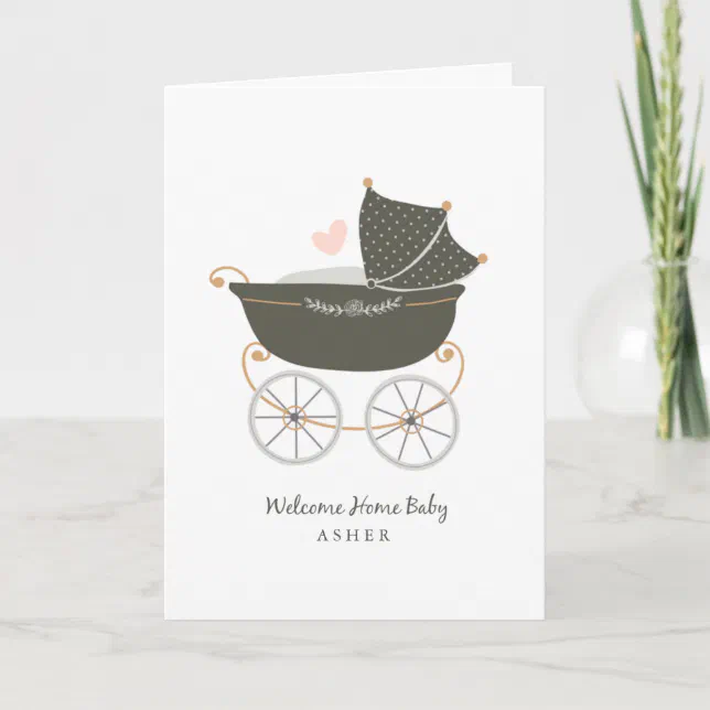 Personalized Baby Carriage Card | Zazzle