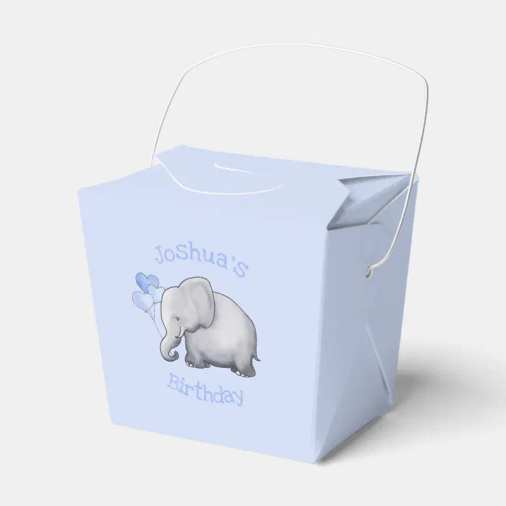Personalized Baby Elephants Kids Birthday Party Favor Box | Zazzle