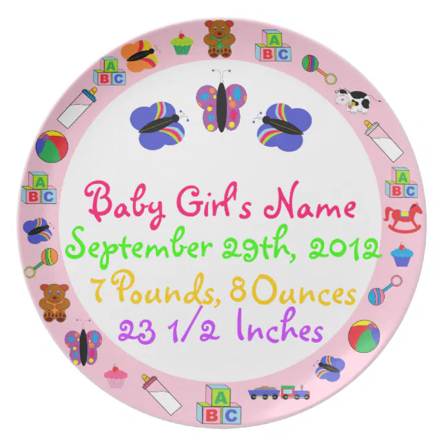 PERSONALIZED Baby Girl Birth Keepsake Plate | Zazzle
