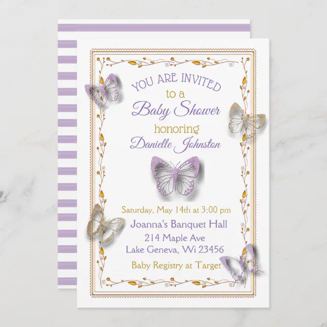 Personalized Baby Girl Butterfly Baby Shower Invitation | Zazzle