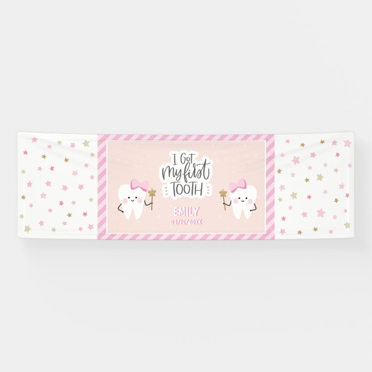 Personalized Baby Girl I got my First Tooth banner | Zazzle