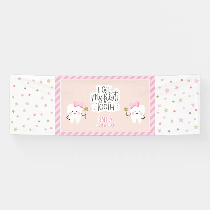 Personalized Baby Girl I got my First Tooth banner | Zazzle