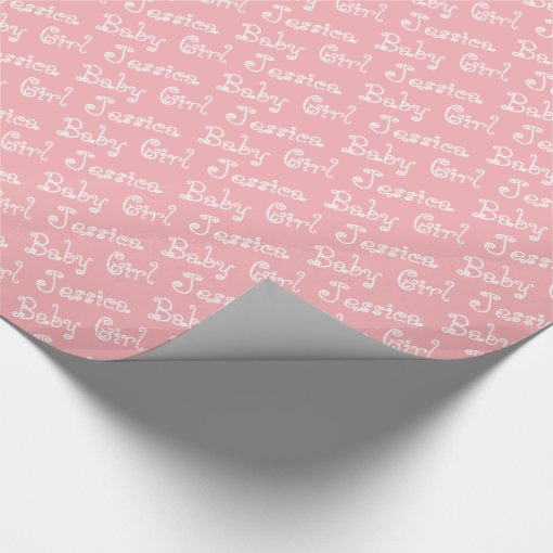 Personalized Baby Girl Name Baby Shower Girly Pink Wrapping Paper | Zazzle