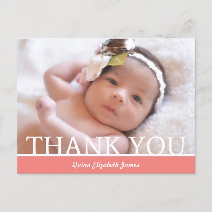 Personalized Baby Girl Thank You Card - 4.25 x 5.6 | Zazzle