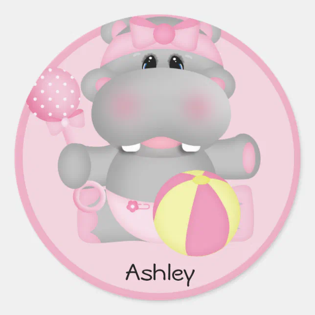 Personalized Baby Hippo Sticker | Zazzle