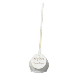 Personalized Baby Name Baptism White Gold Cross Cake Pops | Zazzle