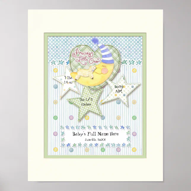 Personalized Baby Name Wall Nursery Art for Boy Poster | Zazzle