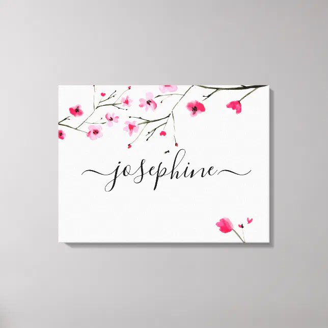 Personalized Baby Nursery Name Cherry blossom art Canvas Print | Zazzle