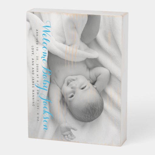 Personalized Baby Photo And Name Nursery Wooden Box Sign | Zazzle