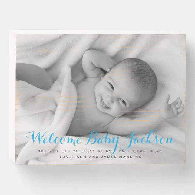 Personalized Baby Photo And Name Nursery Wooden Box Sign | Zazzle