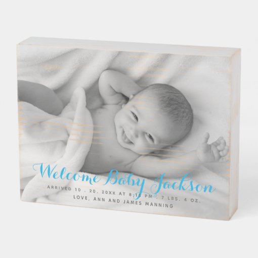 Personalized Baby Photo And Name Nursery Wooden Box Sign | Zazzle