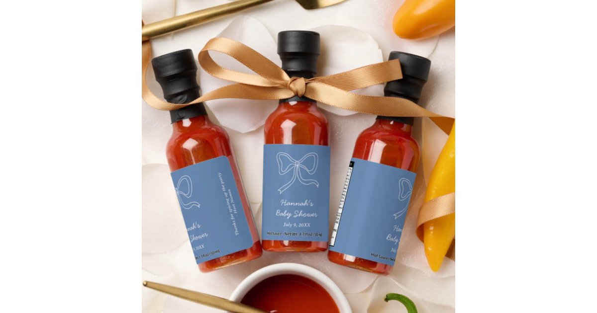Personalized Baby Shower Favor Blue Hot Sauces | Zazzle