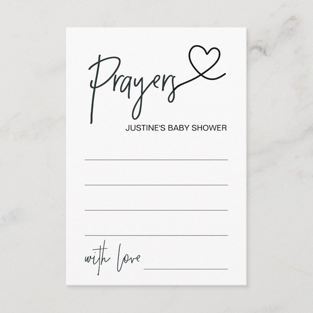 Personalized Baby Shower Prayer Card with Heart | Zazzle