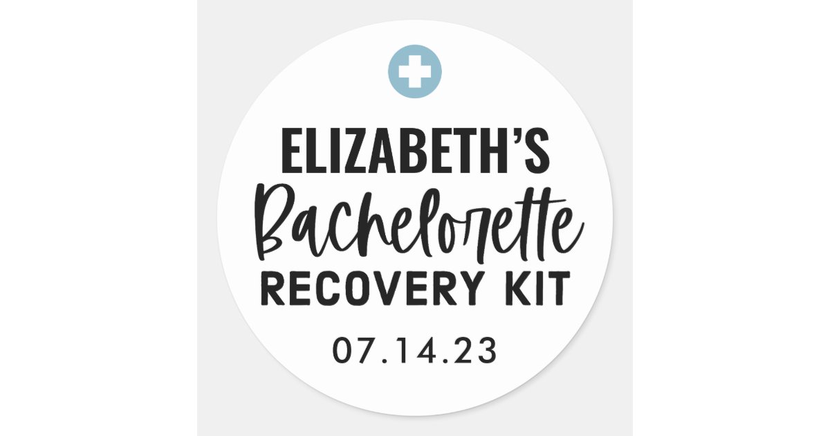Personalized Bachelorette Recovery Kit Classic Round Sticker | Zazzle