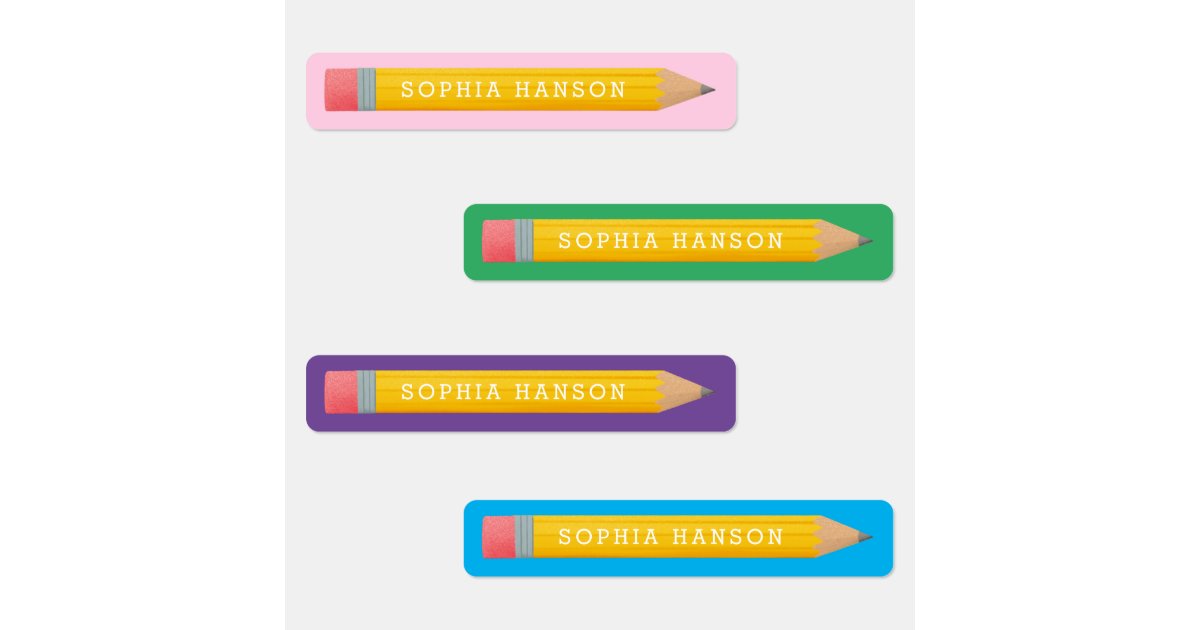 Personalized back to school pencil labels | Zazzle