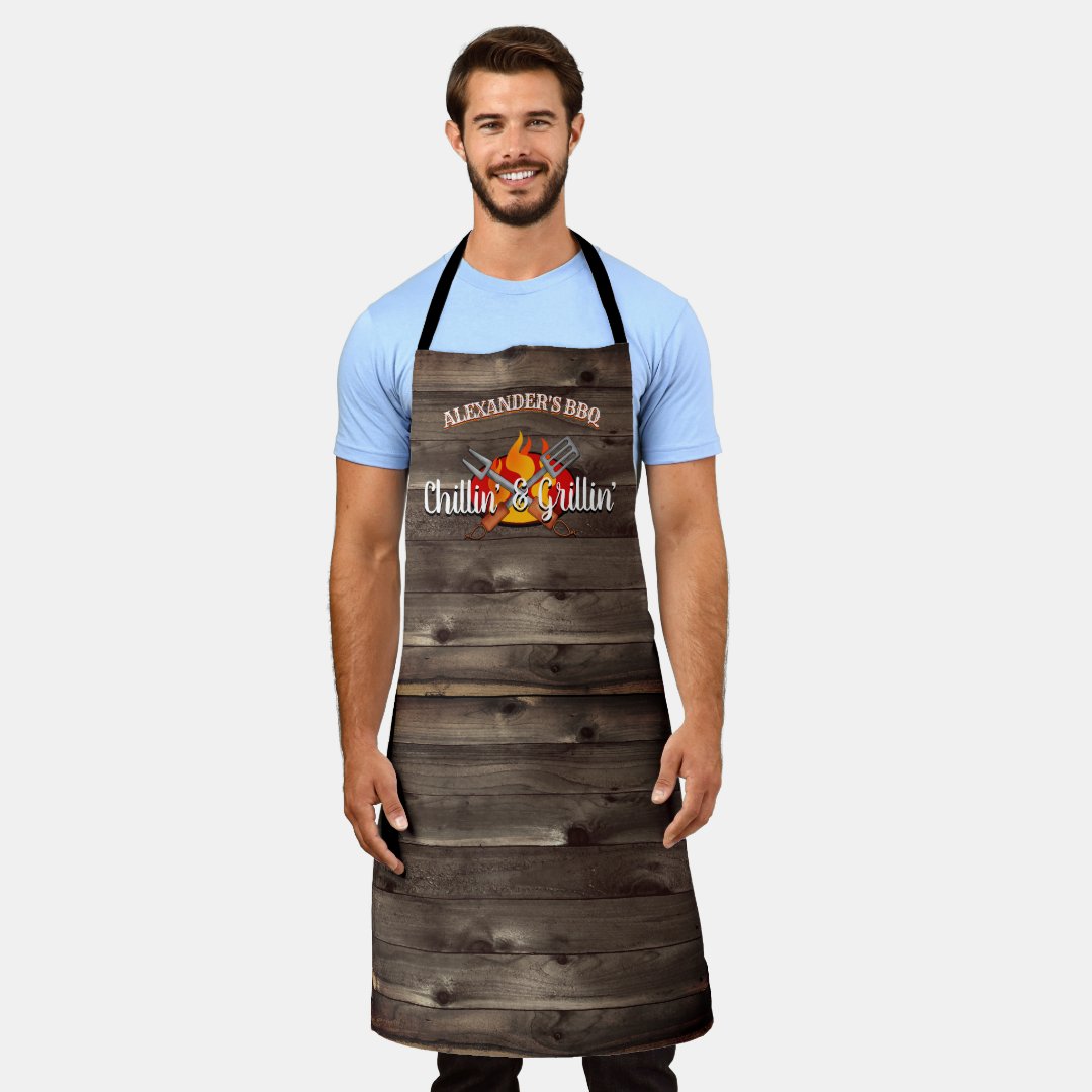 Personalized Backyard Chillin' and Grillin' BBQ Apron | Zazzle