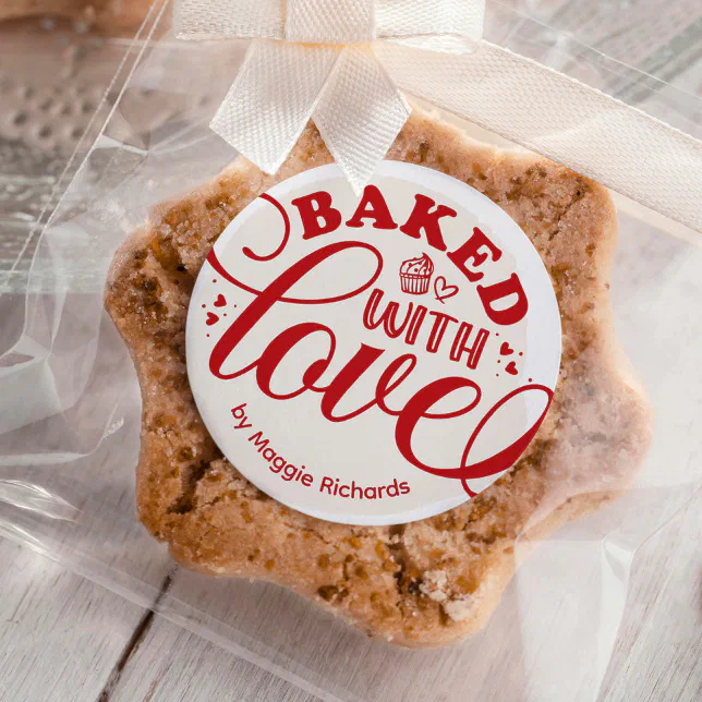 Personalized Baked With Love Baking Classic Round Sticker | Zazzle