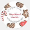 Personalized "Baked with Love" Gingerbread Classic Round Sticker | Zazzle