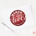 Personalized Baked With Love Holiday Red Baking Classic Round Sticker ...
