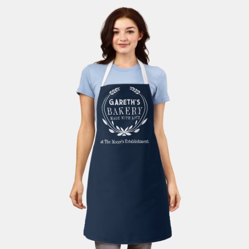 personalized Bakery Apron with wreath | Zazzle