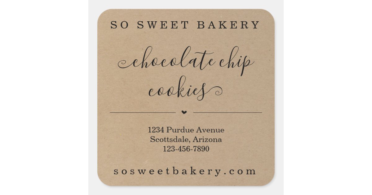 Personalized Bakery Food Sticker Kraft Background | Zazzle