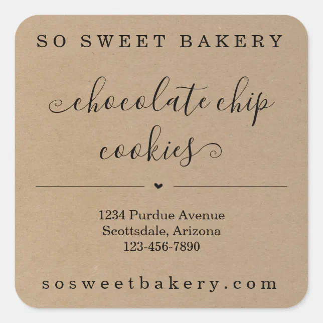 Personalized Bakery Food Sticker Kraft Background | Zazzle