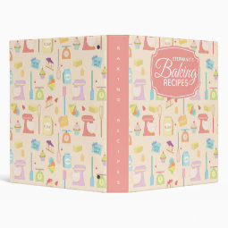Personalized Baking Ingredients Family Recipe 3 Ring Binder | Zazzle