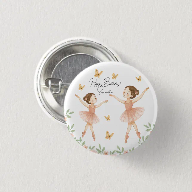 Personalized Ballerina Birthday Party Button | Zazzle