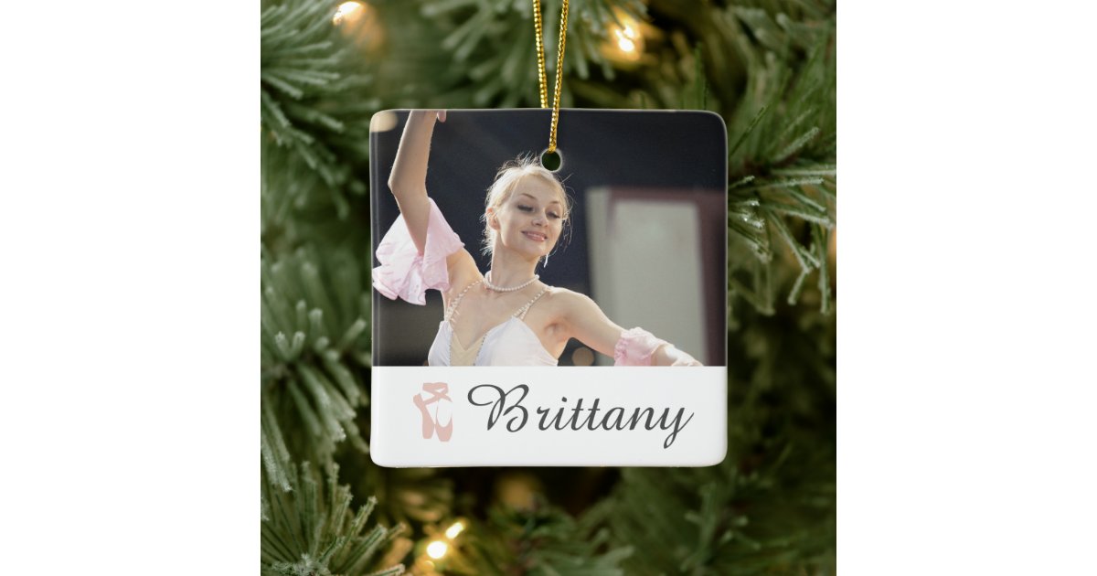Personalized Ballet Photo Ballerina Name Slippers Ceramic Ornament | Zazzle