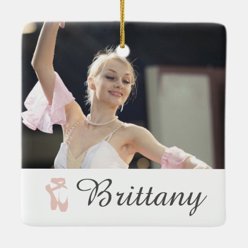 Personalized Ballet Photo Ballerina Name Slippers Ceramic Ornament | Zazzle