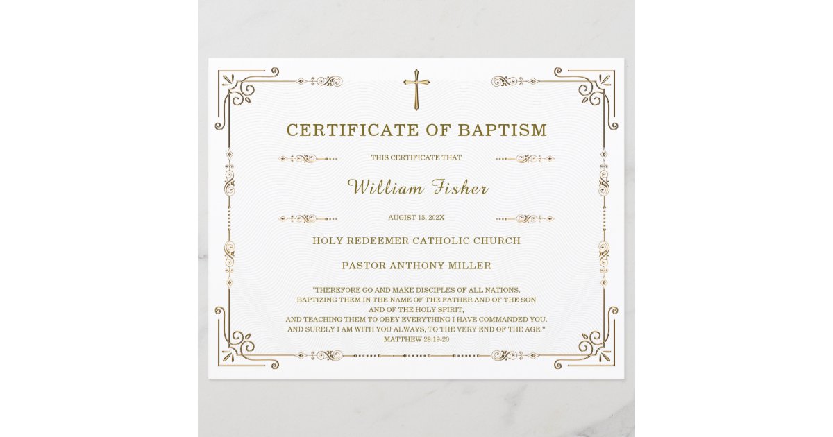 Personalized Baptism Certificate Template Editable | Zazzle