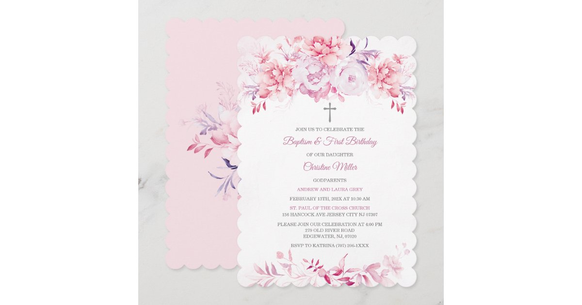 Personalized Baptism With Godparents Name Invitation | Zazzle
