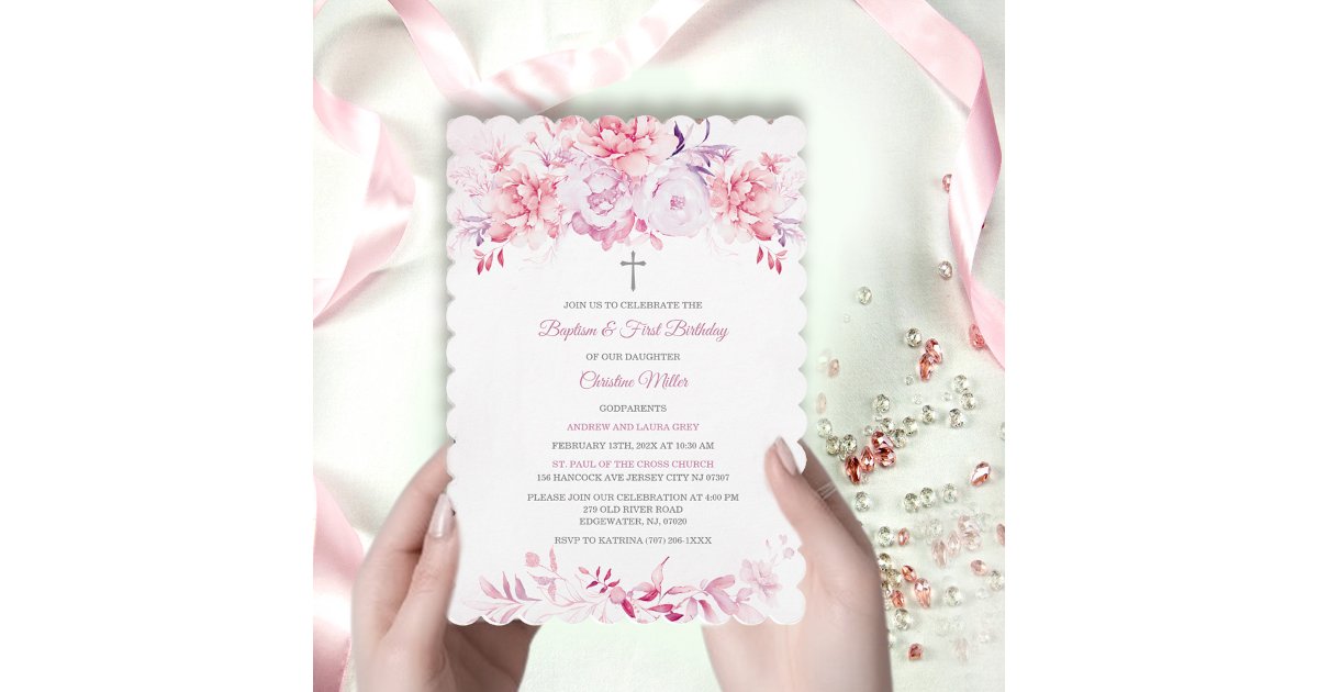 Personalized Baptism With Godparents Name Invitation | Zazzle