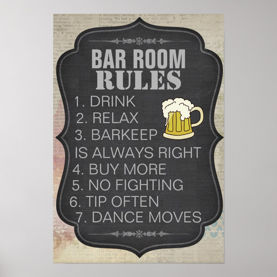Personalized Bar Room Rules Poster | Zazzle