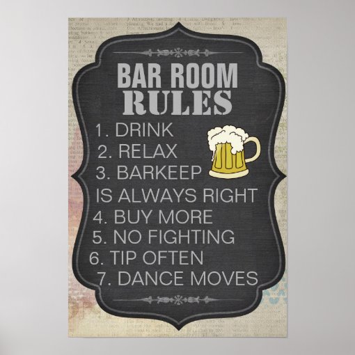 Personalized Bar Room Rules Poster | Zazzle