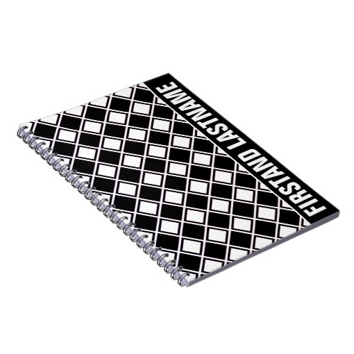 Personalized Bar Tab Black Checkered Tilt Notebook | Zazzle
